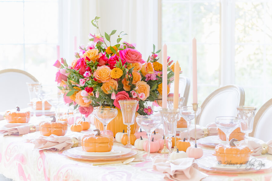 Beautiful Pink and Orange Table - The House of Elyn Ryn